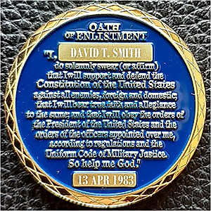 Challenge Coin-US Navy Oath of Enlistment Engraved with Name and Date of Oath