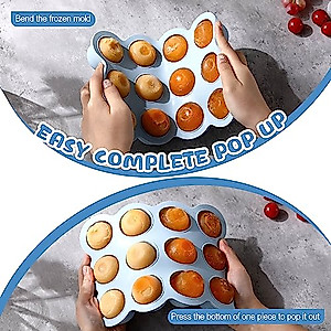 Hoolerry 6 Pcs Baby Food Storage Container Silicone Baby Food Freezer Tray with Clip on Lids Milk Trays for Breastmilk Baby Food Ice Cube Trays for Baby Food Vegetable Fruit Purees, 2 Styles