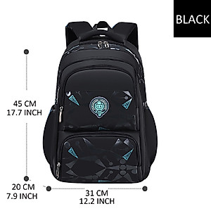 HANXIUCAO School Backpack for Boys Water Resistant School Bags Refrigerator Door Kids Elementary Primary Bookbags Mochilas Morrales Para Niños De 5 6 7 8 9 10 Años(Black)