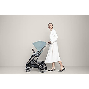 Cybex Balios S Lux Toddler and Baby Stroller with Reversible Seat, Unique One-Pull Harness, and Multiple Recline - Travel System Ready, with One Hand Fold, Silver Frame/Moon Black Seat