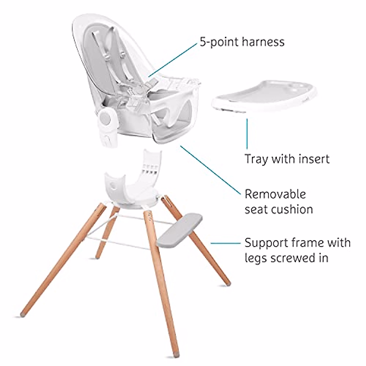 Munchkin® 360° Cloud™ Baby High Chair with Clear Seat and 360° Swivel