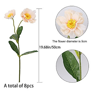 XHXSTORE 8 Pcs Artificial Flowers Faux Poppy Flowers Champagne Real Touch Flowers Stems Silk Floral Arrangement for Home Inddor Garden Party Table Centerpieces Wedding Decor (19.68 Inch)