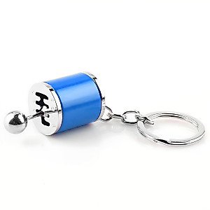 Osilly Gearbox Keychain, Six Speed Manual Transmission Stick Shift Keyring, Auto Part Creative Fidget Toy, Car Shifter Gear Keyfob Automotive Key Chain Ring, Car Accessories (Blue)