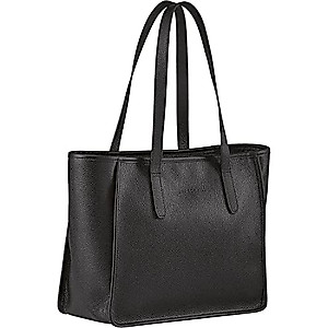 Longchamp 'Le Foulonne' Large Leather Shoulder Tote Handbag, Black