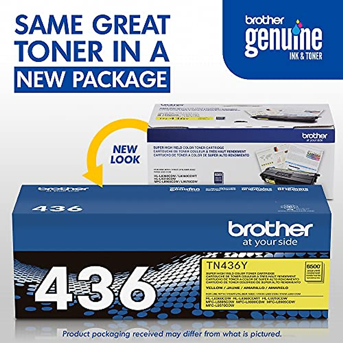 Brother Genuine Super High Yield Toner Cartridge, TN436Y, Replacement Yellow Toner, Page Yield Up To 6,500 Pages, Amazon Dash Replenishment Cartridge, TN436
