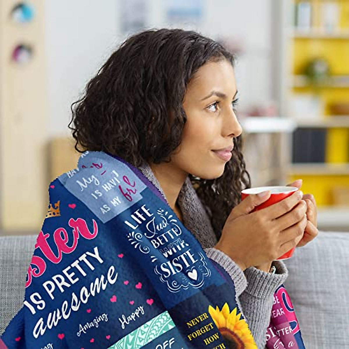 Gevuto Sisters Gifts from Sister Blankets, Graduation Gifts for Sister Throw 50" x 60", Sister Birthday Gifts from Sister, Soul Sister Gifts, Birthday Gifts for Sister, Sister Gifts to My Bestie