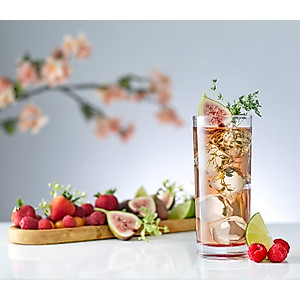 JoyJolt Highball Glasses – Set of 6 Colored Drinking Glasses – Glassware Set for Mixed Drinks, Cocktails, or Water – Elegant and Festive Design – Drink Glasses with In-Glass Coloring – 12oz