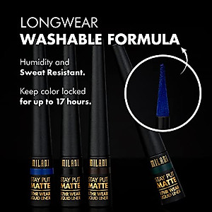 Milani Stay Put Matte Liquid Eyeliner - Liquid Eyeliner Pen, Long Lasting & Smudgeproof Makeup Pen Black