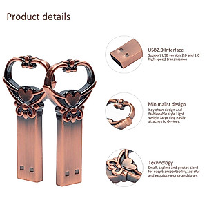 Love Knot Flash Drive 32GB Heart Shaped USB Thumb Drive Metal Zip Drive Retro Birthday Wedding Gift Data Storage Photo Stick for Family,Kids,Friends,Students Thumb Drive, Jump Drive