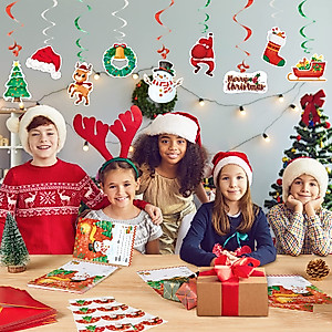 WERNNSAI Christmas Party Hanging Swirl Decorations - 27 Pieces Sparkly Streamer Party Spiral Ceiling Decorations Birthday Party Supply Xmas Themed Fiesta Ornaments