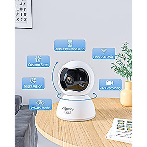 XIAOVV Home Security Cameras,2k 360 Degree 2.4ghz WiFi Security Camera,Privacy Mode,Night Vision Indoor Pet Camera with Alarm Push Phone app,SD&Cloud Storage