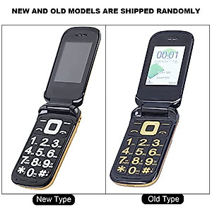 ASHATA Senior Big Button Flip Cell Phone 2.4 Inch Premium Flip Phone Dual SIM Full Voice Auxiliary Phone with Flashlight Radio and Charging Stand, One Touch Dial, Easy (Gold)