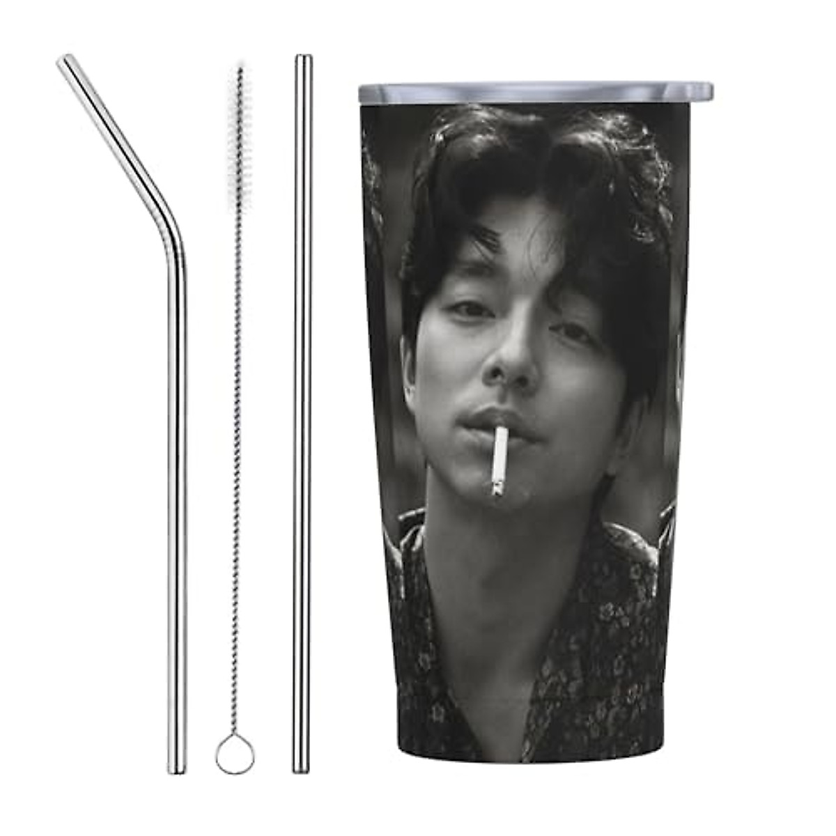 OAEWRE Gong Actors Yoo Stainless Steel Mug Insulated Tumbler Coffee Mugs with Lids and Straw Double Wall Vacuum Cup 20oz