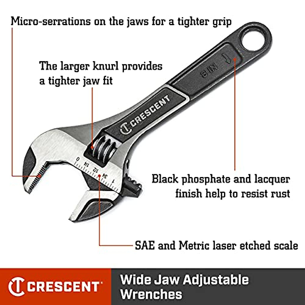 Crescent 6" Wide Jaw Adjustable Wrench - ATWJ26VS