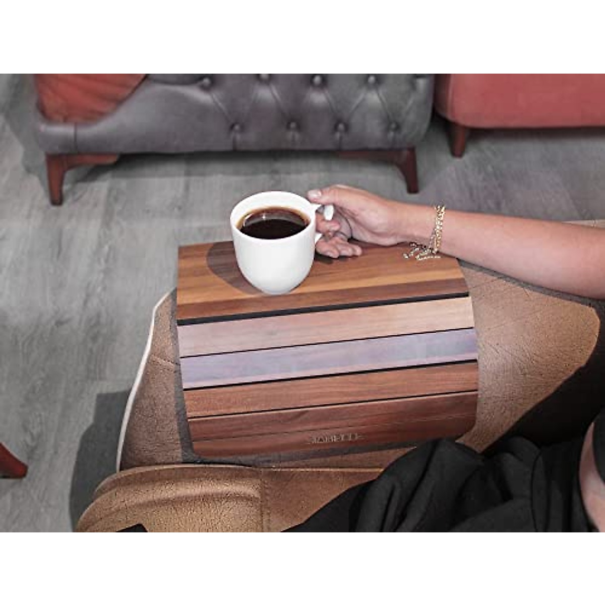 SIABELLE® Sofa Arm Tray, Flexible Couch Arm Tray Table, Foldable Cup Holder for Armrest, Portable Couch Tray for Drinks, Snacks, Phone, TV Remote - (17.4” x 12”)