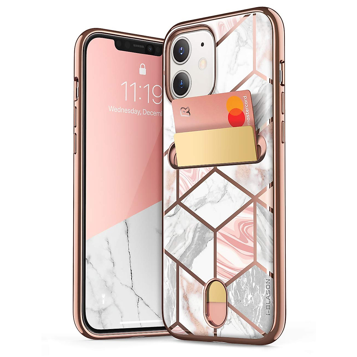 i-Blason Cosmo Wallet Slim Designer Wallet Case for iPhone 12 Mini (2020), 5.4", Marble