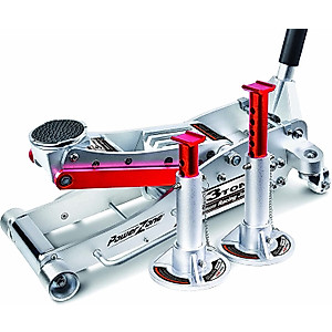 Power Zone 680065 Dual Pump Quick Lift 3 Ton Aluminum Hydraulic Racing Jack with 3 Ton Aluminum Jack Stands Combo Set,Silver,680065-A