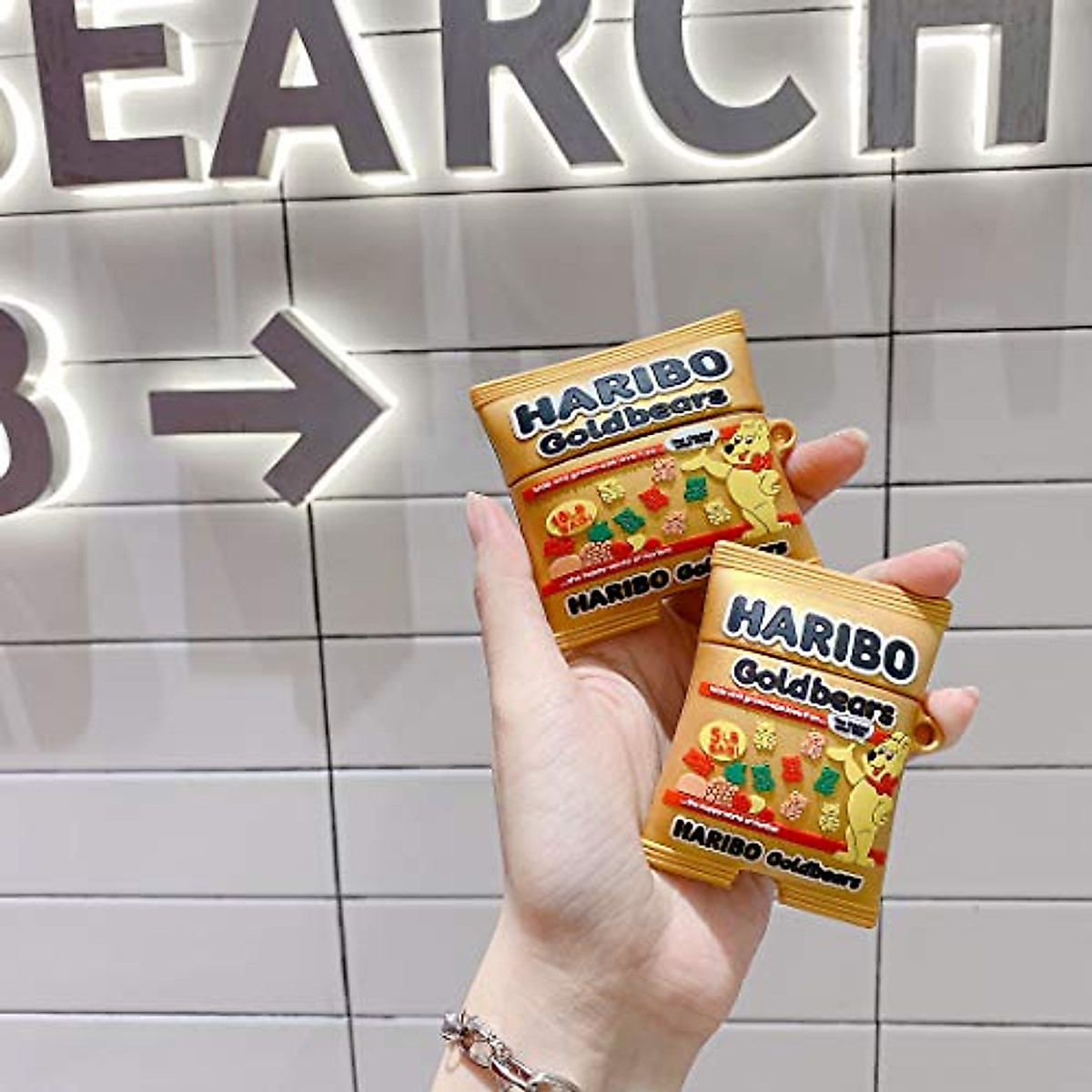 AirPods PRO case, 3D Cute, Fashionable and Interesting Candy Bag Sports Drink Bottle AirPods case, Soft Silicone Wireless Earphone Accessories Keychain Apple Airpods for PRO case (Haribo)