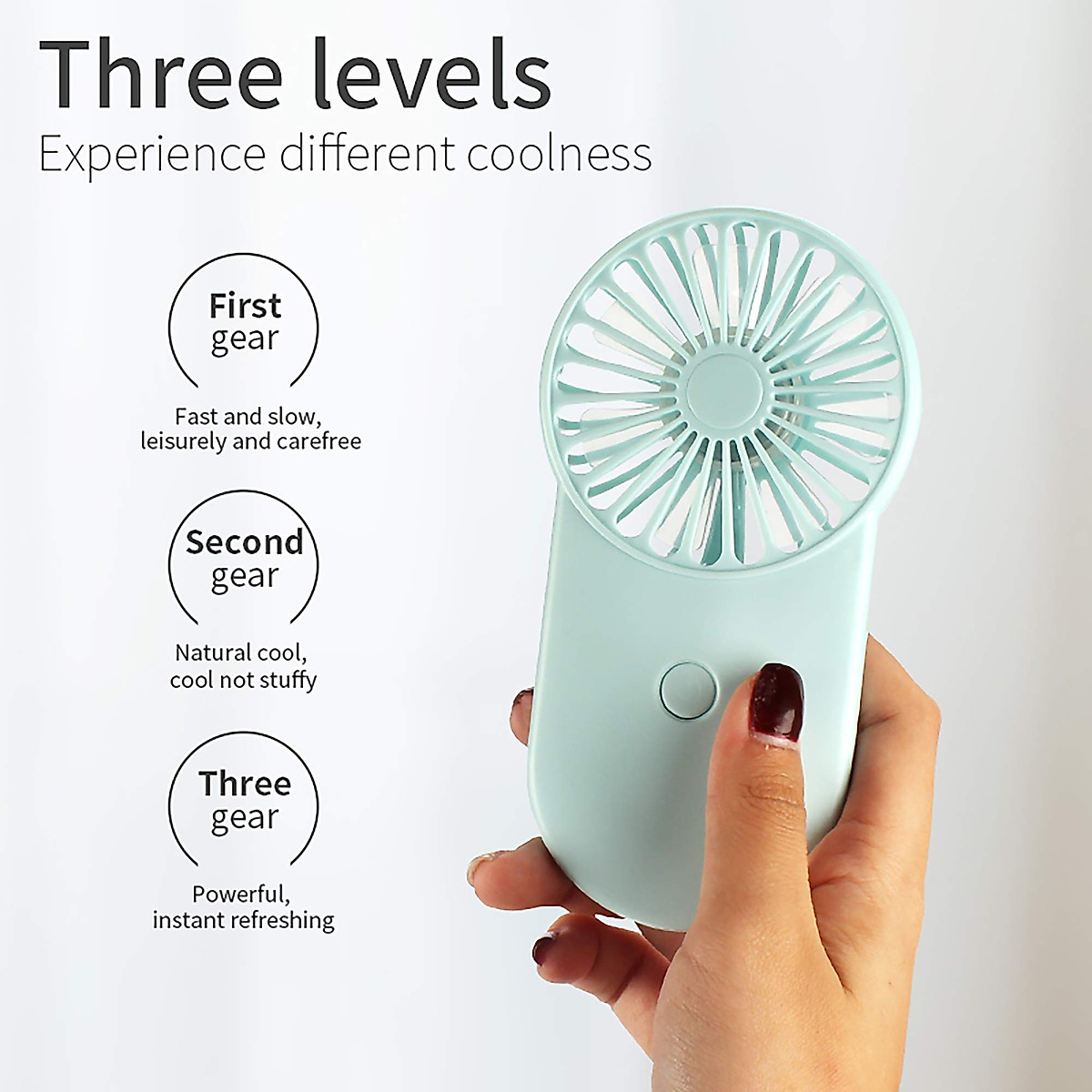 Dilexus Personal Fan Green Mini Handheld Fan,USB Recharge,Colorful LED,Small Portable Hand Fan with 3 Speed Modes - Ideal for Travel, Camping, Hiking and Office Use