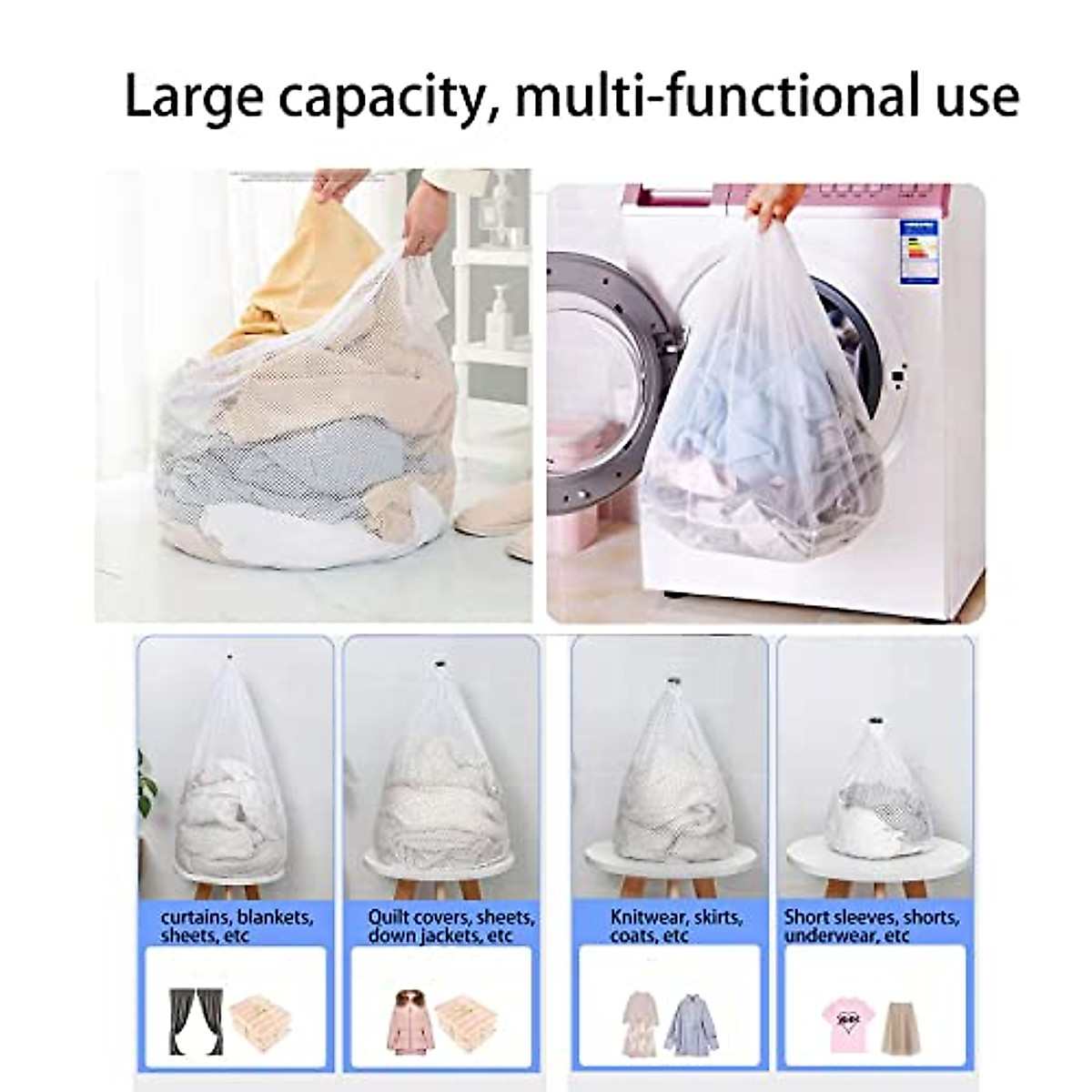 YiTLL Mesh Laundry Bags with Drawstring Closure for College,Travelling,Factories,Machine Washable (1 Medium 1 Small)
