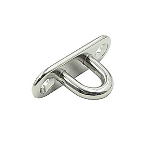 Hxchen 10Pcs M5 Eye Plate, Marine Oval Buckle Fixed Plate Seat Rope Pull Ring Oval Door Buckle 304 Stainless Steel 1.8 Inch Length