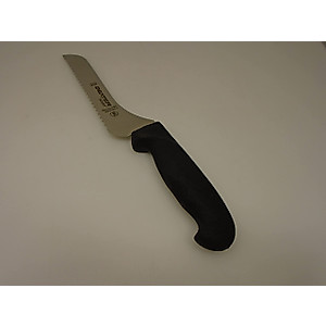Made in USA 7 inch Offset Scalloped Edge Bread Knife Black Handle SG163-7SC