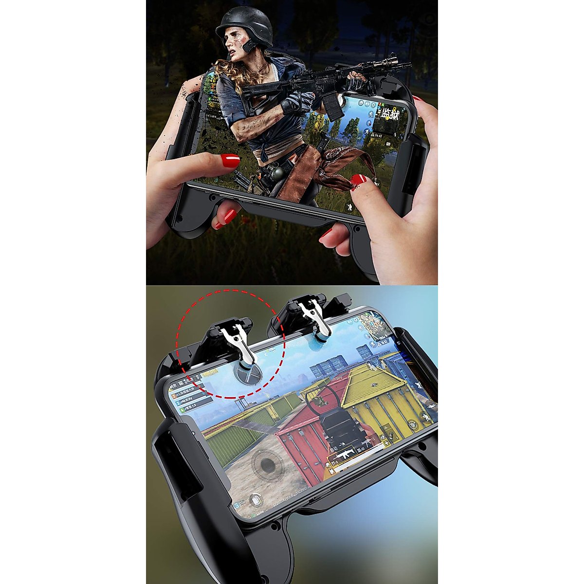 Ytuomzi Mobile Phone PUBG Game Controller L1R1 Shoot and Aim Trigger Joystick Ergonomic Gamepad for PUBG Mobile/Knives Out,Phone Gaming Controller for 4.7''- 7.0'' Android & iOS (H6)