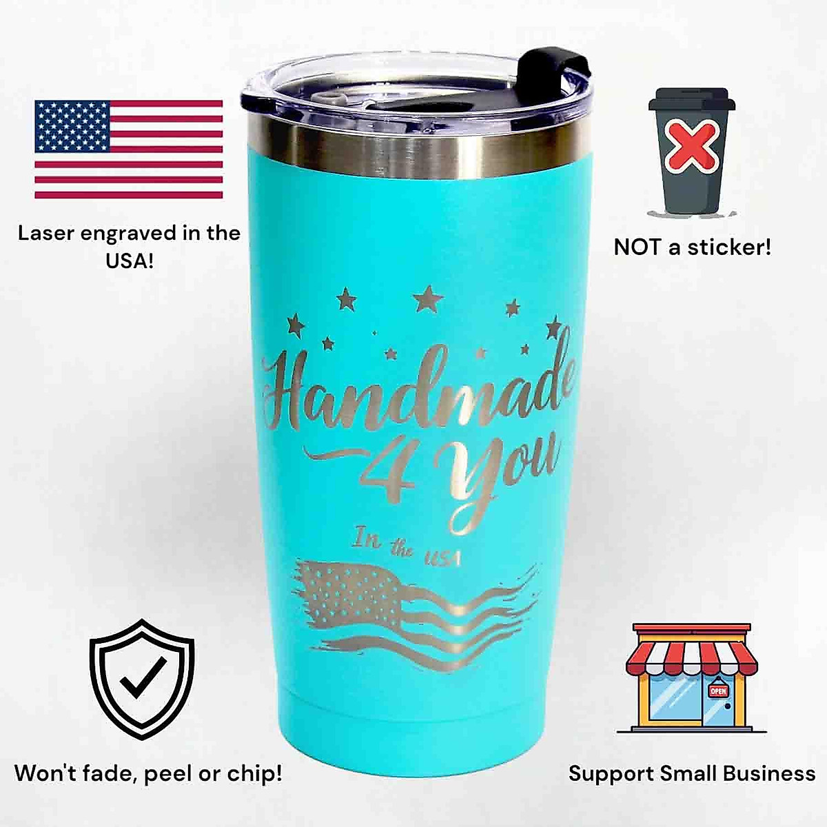 Made4You, 'It's My Birthday!', Laser Engraved Stainless Steel Tumbler, 20 Oz., Birthday Theme Gift, Seafoam Color, Gift to Celebrate Your Birthday