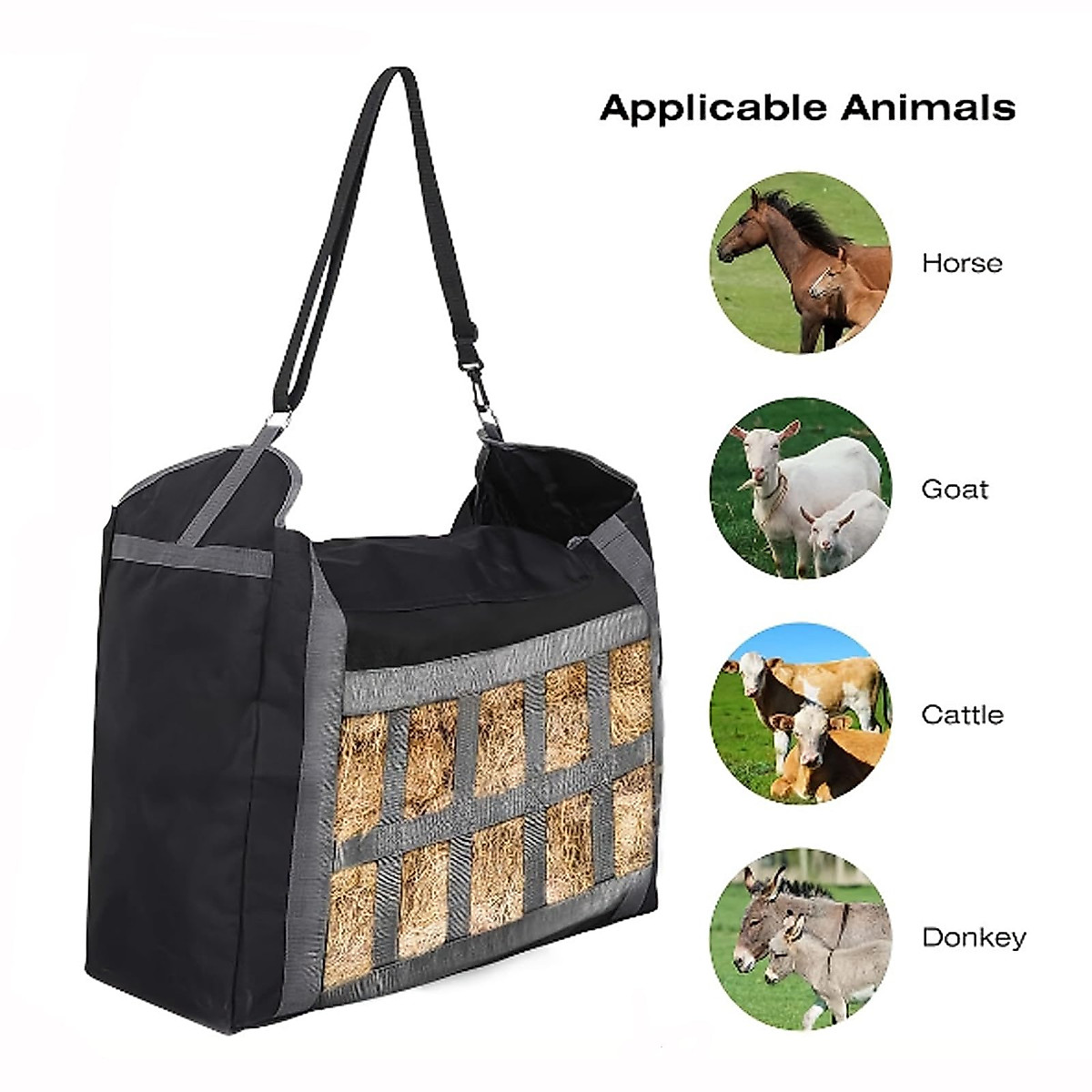 Slow Feeder Hay Bag - Hay Storage Net for Horse Donkey Goat for Camping Trips, Easy to Fill (1 PCS)