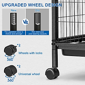 HABUTWAY 45''H Metal Small Animal Cages, Rolling Chinchilla Cage with Removable Ramps, Lagre Critter Nation Cage for Chinchillas/Guinea Pigs/Rabbit, Ferret Cages with Hammock & 4 Tiers, Black