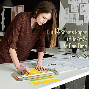 Firbon Morandi A4 Paper Cutter Bundle with 5Pcs Refill Blades, 12 Inch Paper Trimmer with Side Ruler for Scrapbooking, Craft, Coupon, Label, Cardstock