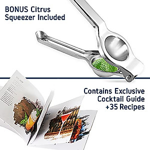 Bar Set Cocktail Shaker Set, Stainless Steel Mixology Bartender Kit, 16 Piece Cocktail Kit, Silver Cocktail Set, Bar Tools: 30oz Martini Shaker, Muddler, Bar Kit Cocktail Book, Jigger and Pourers