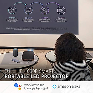 ViewSonic M2 1080p Portable Projector with 1200 LED Lumens, H/V Keystone, Auto Focus, Harman Kardon Bluetooth Speakers, HDMI, USB C, 12GB Storage, Stream Netflix with Dongle