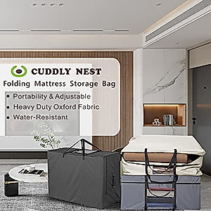 Cuddly Nest Folding Mattress Storage Bag - Heavy Duty Carry Case for Tri-Fold Guest Bed Mattress (Fits 4" Queen Mattress)