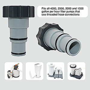 IKSI fits Intex replacement Hose Adapter w/Collar Replace for Intex Fit for 1.5" to 1.25" Hose Adapter Threaded Connection Pumps (2 Pack)