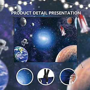 VOUORON Outer Space Happy Birthday Photography Backdrop for Kids Baby Astronaut Rocket Banner 5x3ft Universe Planet Photo Background for Children's Birthday Galaxy Planet Party Photo Studio Props