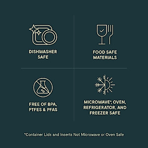 Caraway Glass Food Storage, 6.6 Cup Glass Container,Ceramic Coated Food Container,Easy to Store, Non Toxic, Non Stick Lunch Box Container with Glass Lids. Dishwasher, Oven,Square Shape,Cream