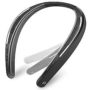 Neckband Portable Bluetooth Speakers, Wireless Wearable Speakers,Upgraded Bluetooth 5.0 Speaker with 3D Stereo Sound, Noise Cancelling Stereo Neckband Speakers for Home&Outdoor, Black