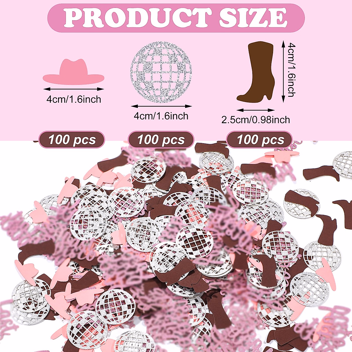 Sherr 400 Pcs Wedding Table Confetti Wedding Hat Confetti 70s 80s Disco Ball Cowgirl Party Decorations Engagement Party Supplies Girls Night Birthday Favors for Western Cowboy (Cool Style)