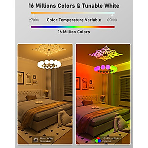 DomoPlus Matter Smart Light Bulbs, Full Spectrum Light Bulb Work with Alexa and Google Assistant, 16 Million Colors RGBWW WiFi Led Light Bulb, App & Voice Control, A19, 800Lm, 2 Pack