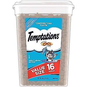 TEMPTATIONS Classic Crunchy and Soft Cat Treats Tempting Tuna Flavor, 16 oz. Tub