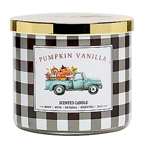 Pumpkin Candle Fall Candle Pumpkin Vanilla Secented Candle Autumn 3 Wicks Large Candle 14 oz