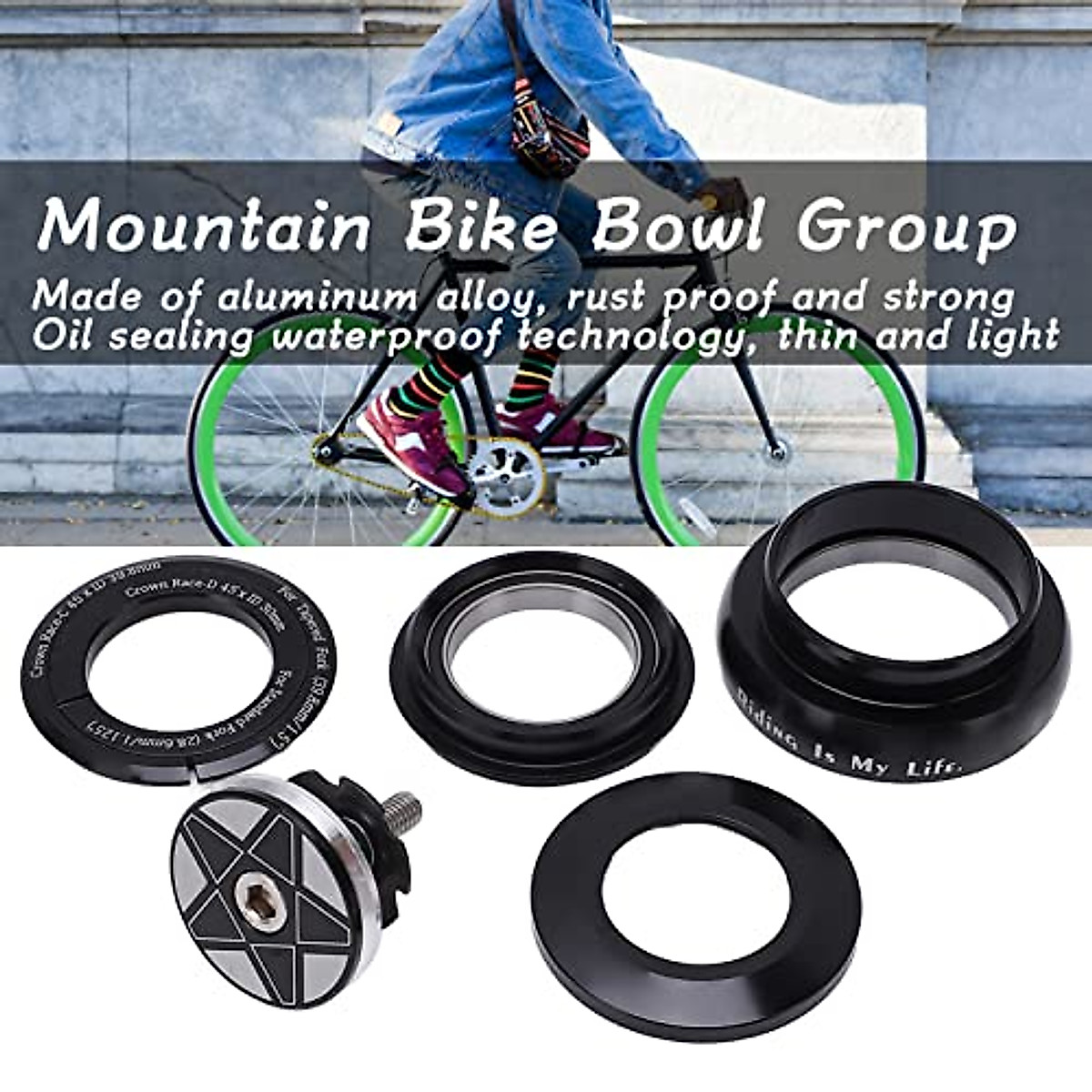 Mountain Bike Bowl Group, Road Bike Headset Bearings Double Bearing Good Sealing Smoother Surfaces for Road Bicycle