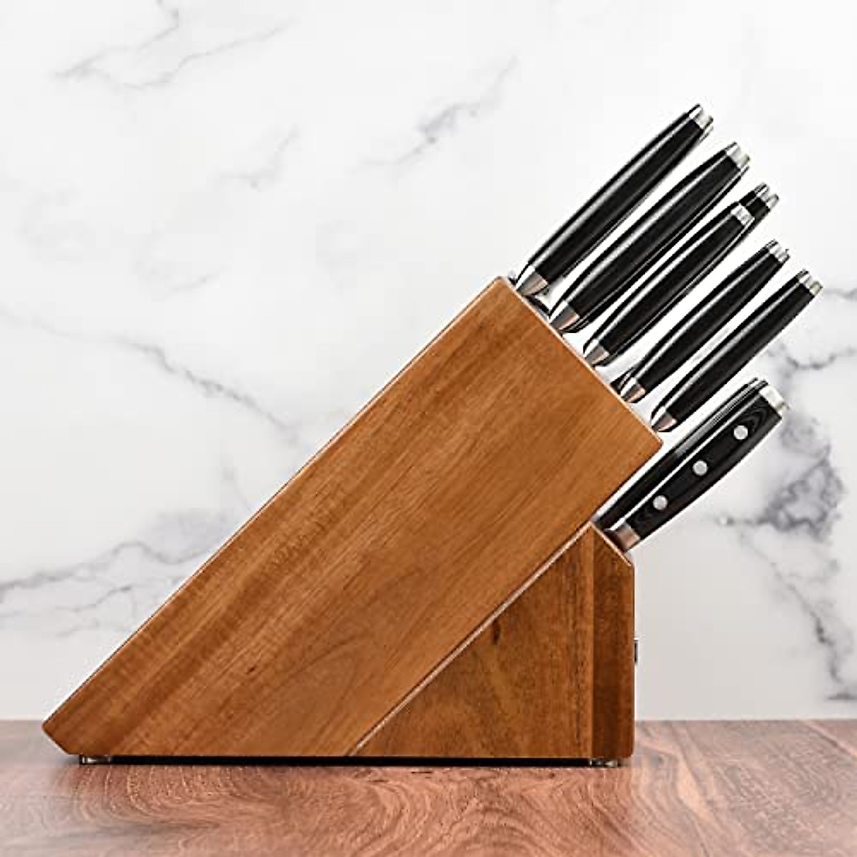 Enso HD 16 Piece Knife Set - Made in Japan - VG10 Hammered Damascus Stainless Steel with Acacia Block