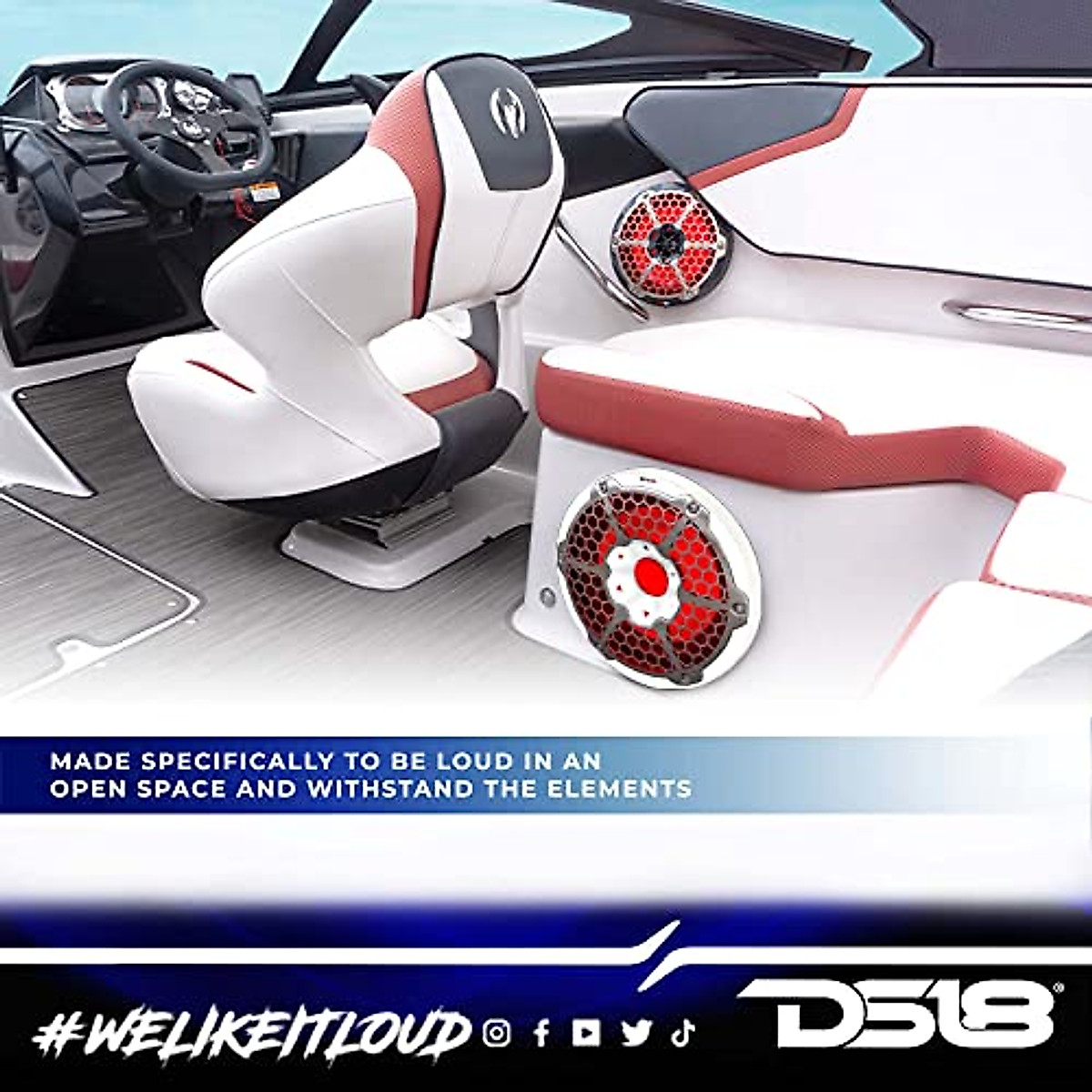 NXL 10" Marine Subwoofer with LED RGB Lights 300 Watts Rms SVC 4-Ohm -White