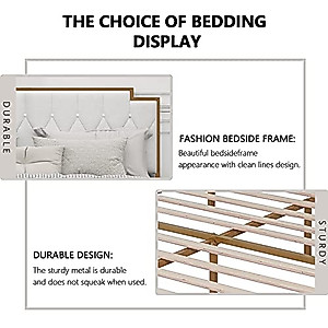 AGARTT Upholstered Platform Queen Size Bed Frame with Headboard Premium Stable Wood Slat Support No Box Spring Required Cream