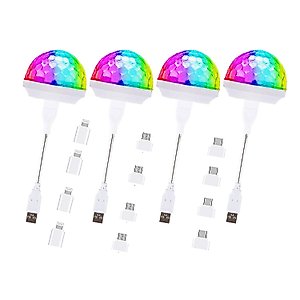 4Pack USB Mini Disco Ball Light, Sound Activated Party Lights DJ Strobe Light for Halloween toys Favors,Parties,Karaoke,Wedding,Birthday DJ Bar,Led Car USB Atmosphere Light (White)