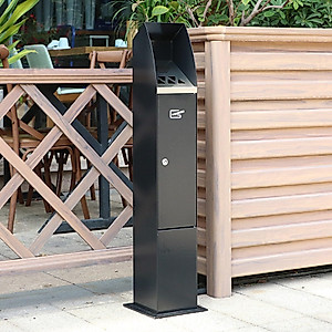 Garbage Cans Outdoor Vertical Ash Column Stainless Steel Smoke Extinguishing Column Smoking Column Cigarette Butt Collector Can Be Fixed Outside Trash Bin