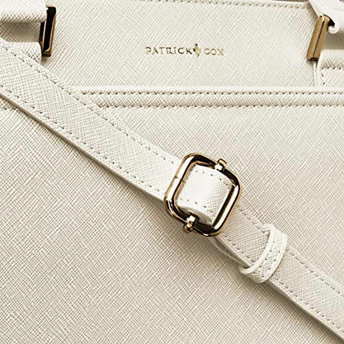 Patrick Cox PXLHKCH2 Tote Bag, Shoulder Bag, Shape, Saffiano Embossed Leather, A4 Just Size, Lightweight, 2-Way, Long Shoulder, White