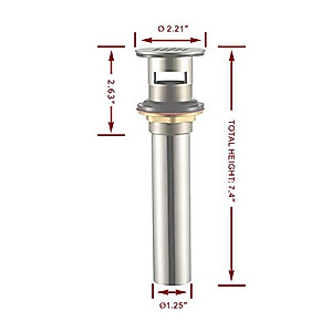 Purelux Grid Drain Strainer Assembly with Overflow for Bathroom Sink, Made of Brass Chrome Finish